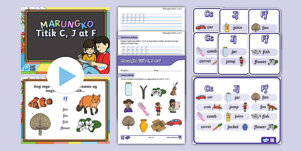 Marungko Titik C, J, at F Resource Pack | Philippines | Twinkl