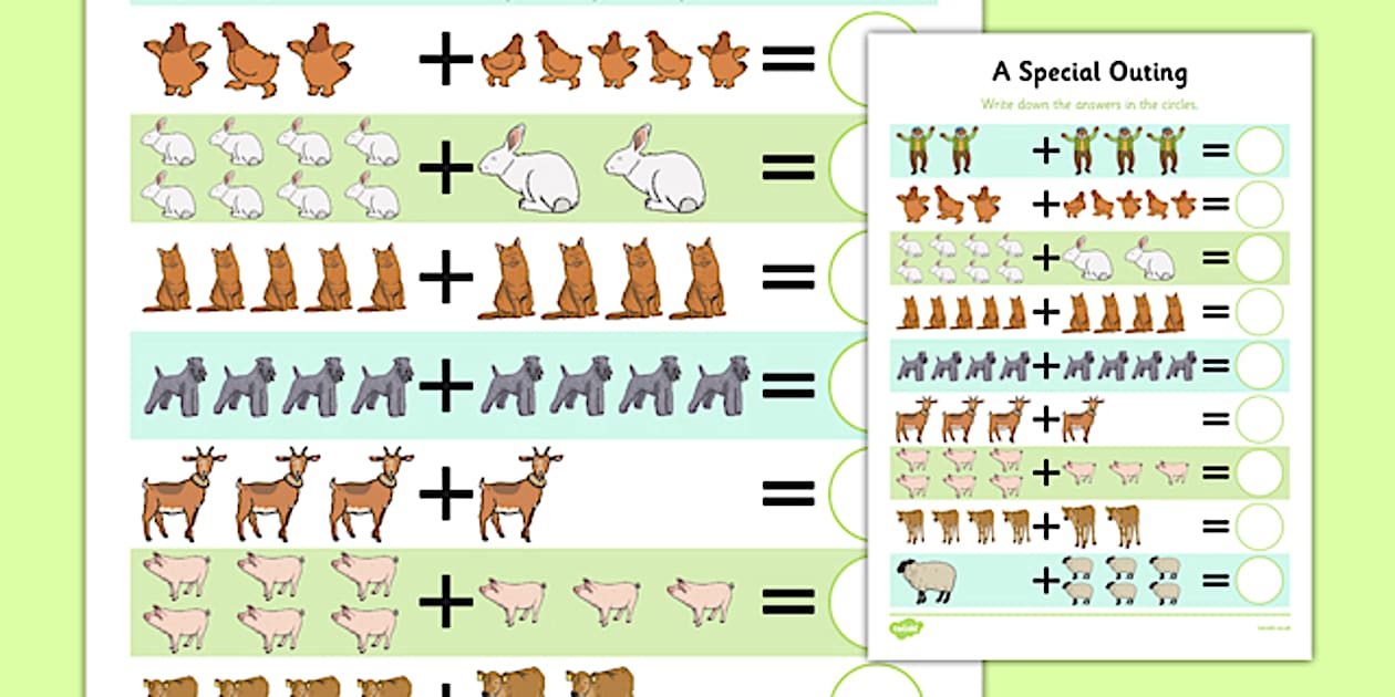 Editable A Special Outing Up to 10 Addition Sheet - Twinkl