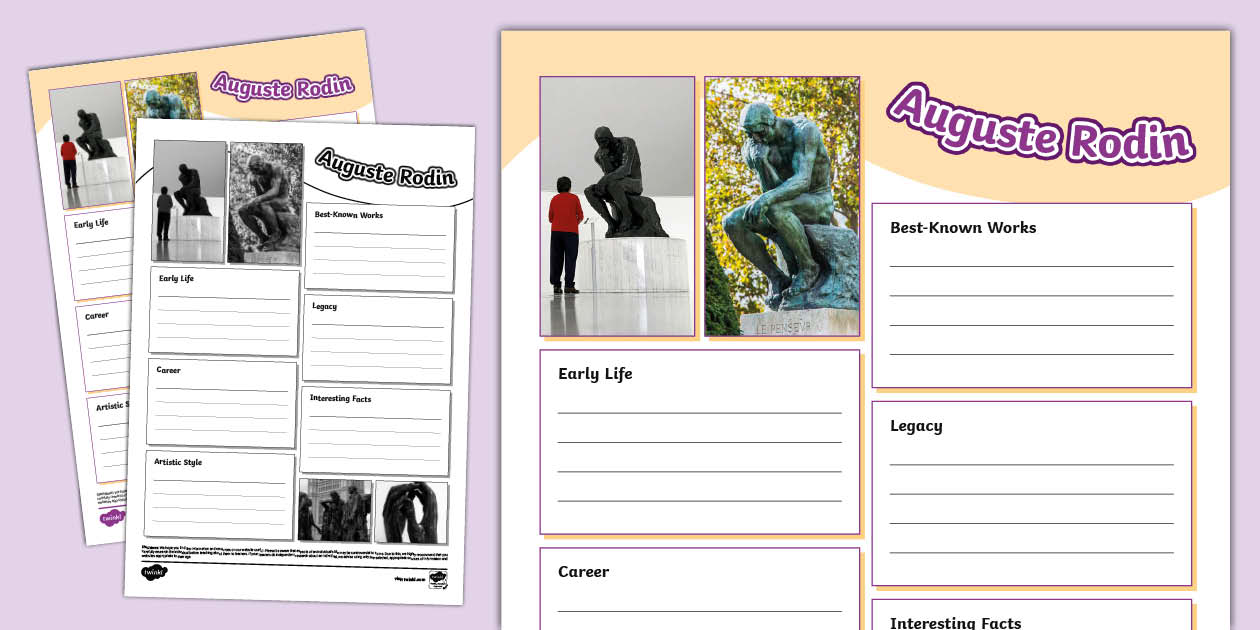 Auguste Rodin Fact File Template (teacher made) - Twinkl