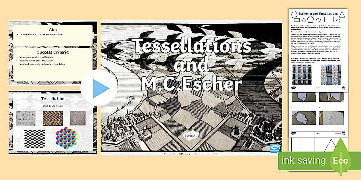 End of Year Maths: Escher Tessellations Project - Twinkl