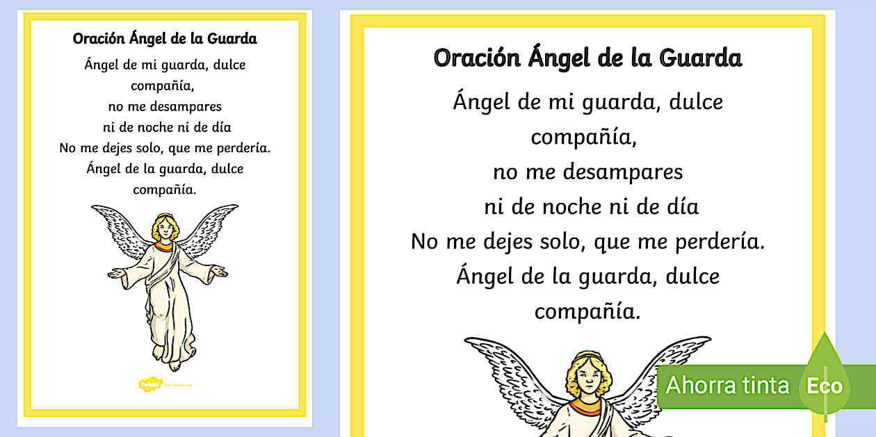 Oración ángel De La Guarda Póster Imprimible Para Niños