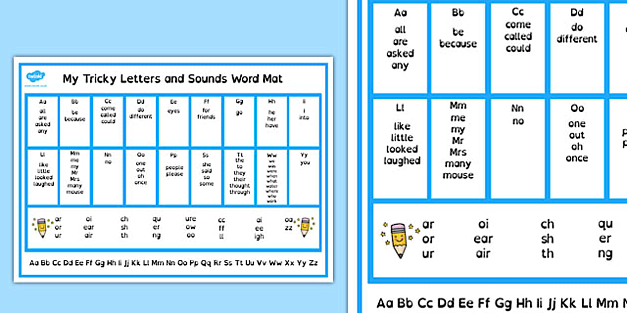 Editable Tricky Letters and Sounds Word Mat Dyslexia