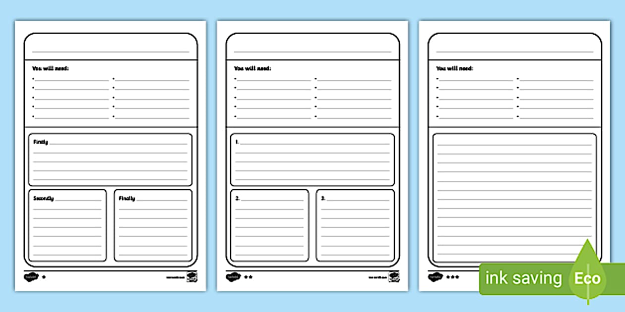 Editable Instructions Writing Template (teacher made)