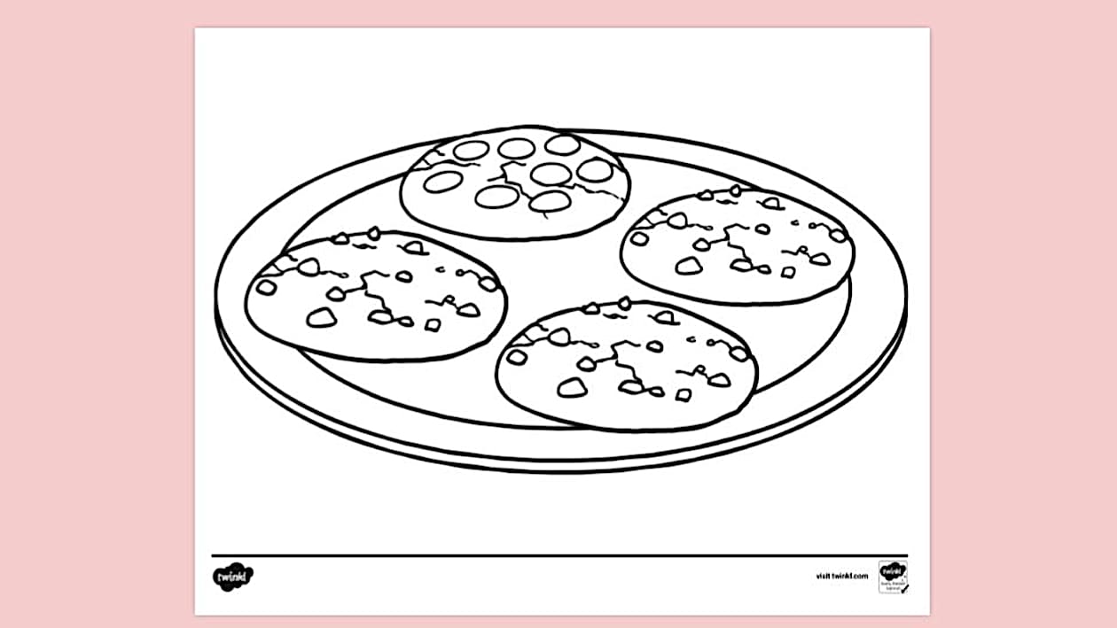 Plate With 4 Biscuits Colouring | Colouring Sheets - Twinkl