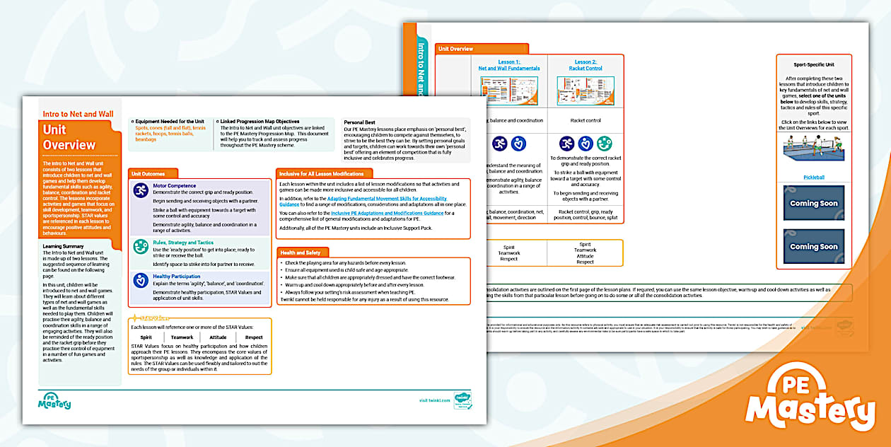 PE Mastery: LKS2 Intro to Net and Wall Unit Overview