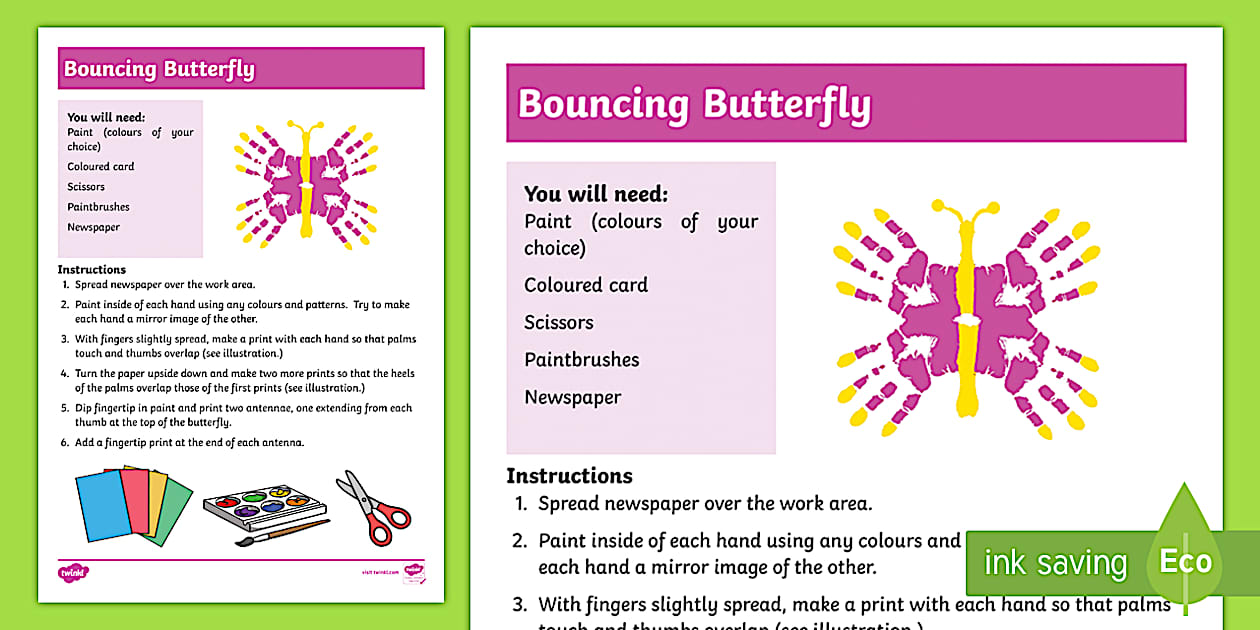SA Bouncing Butterfly Hand Printing Activity - Twinkl