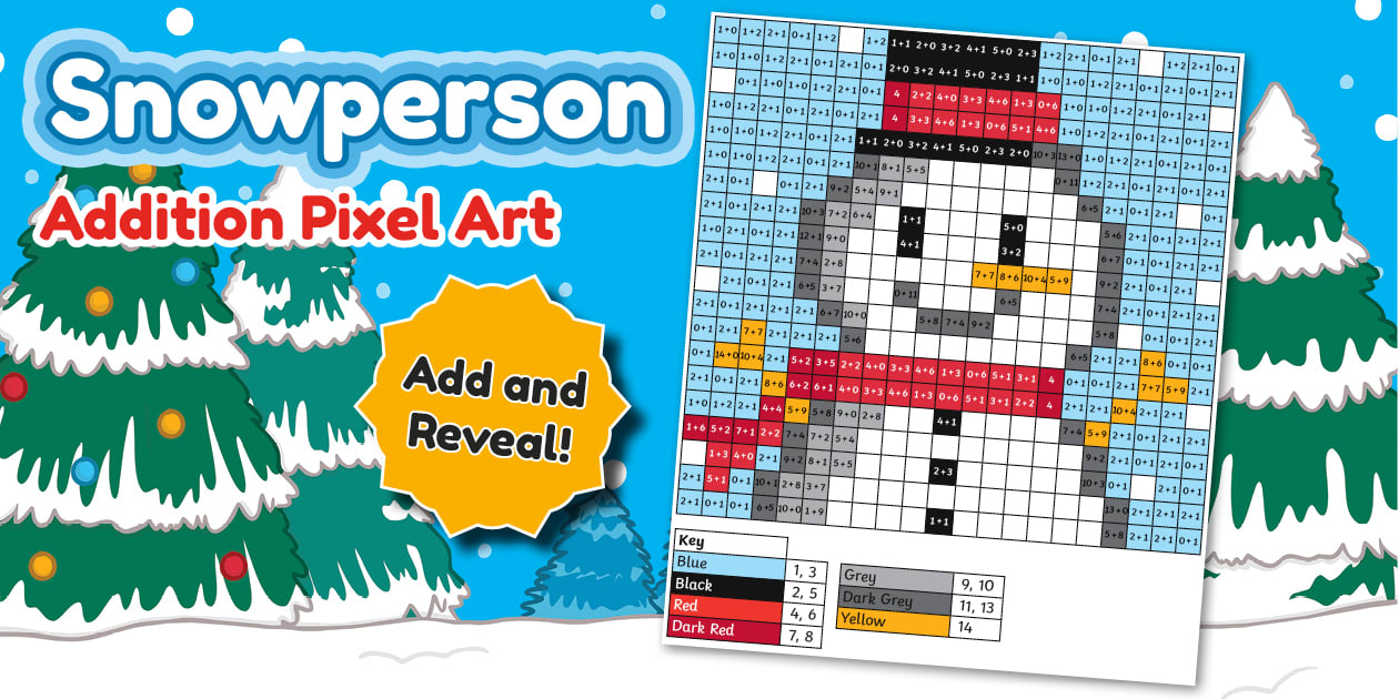 Snowperson Addition Pixel Art