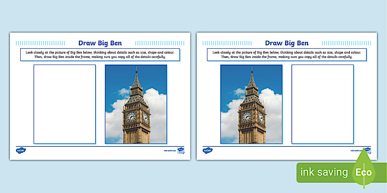 Draw Big Ben Art Activity,Big Ben (teacher made) - Twinkl