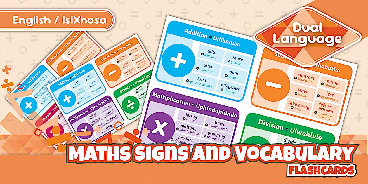 Grade 4 Maths - Term 1 - Maths Signs and Vocabulary Flashcards