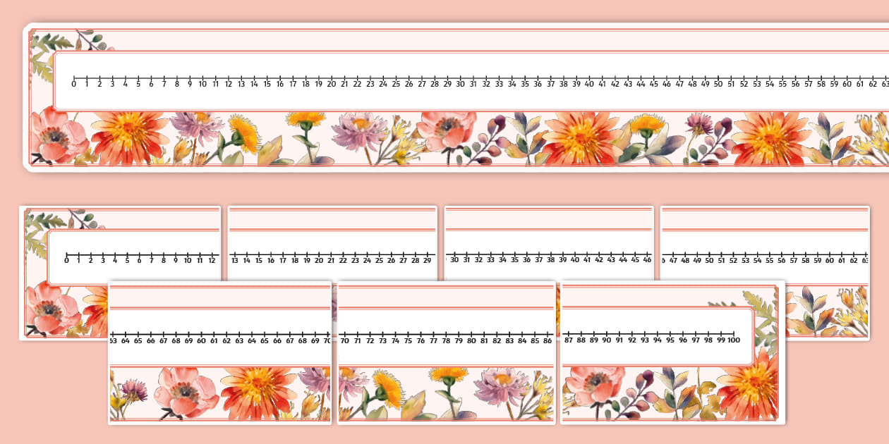👉 Wildflower Botanical Themed 0-100 Number Line - Twinkl