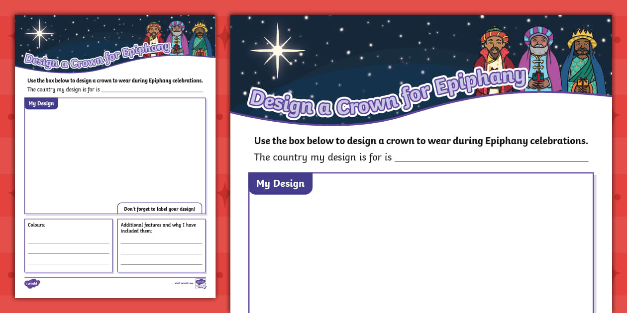 Design a Crown for Epiphany Activity Sheet - Twinkl
