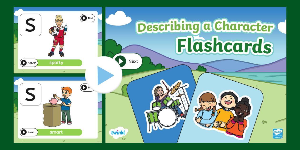 形容詞 小学校英語フラッシュカード Describing A Character Adjectives Flashcards- English