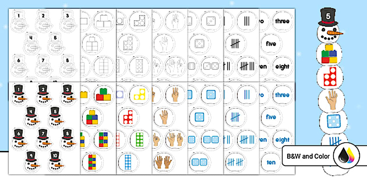 Snowman Number Sense 1-10 Worksheet | Resource | Twinkl