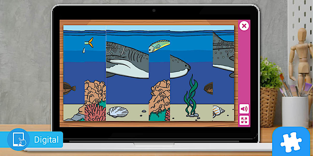 Digital Sea Creatures Puzzle Strips Picture Sequencing Game