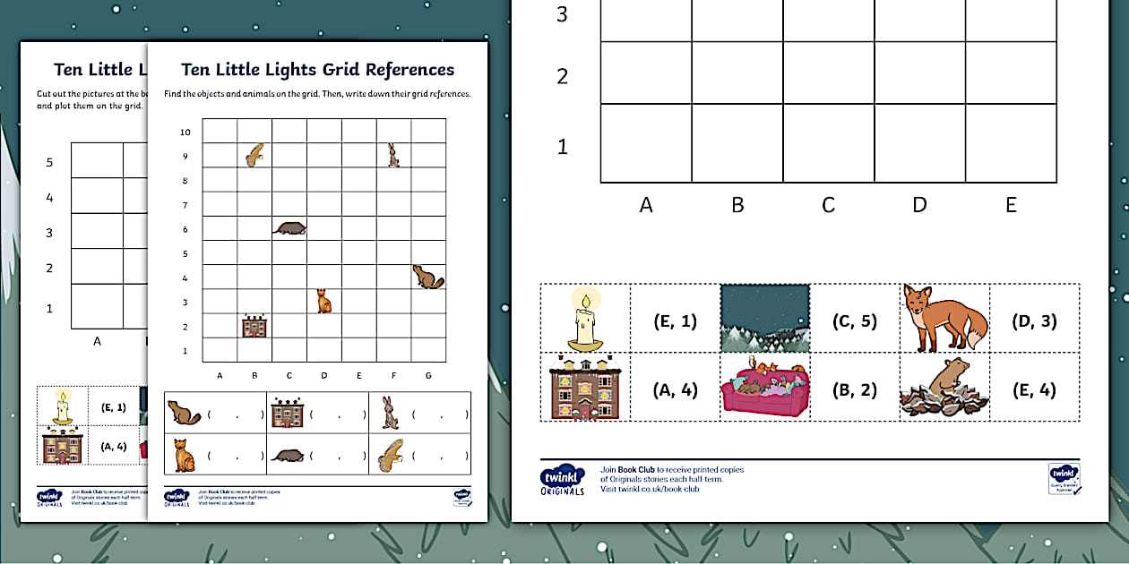 Ten Little Lights Grid References Worksheet / Worksheets