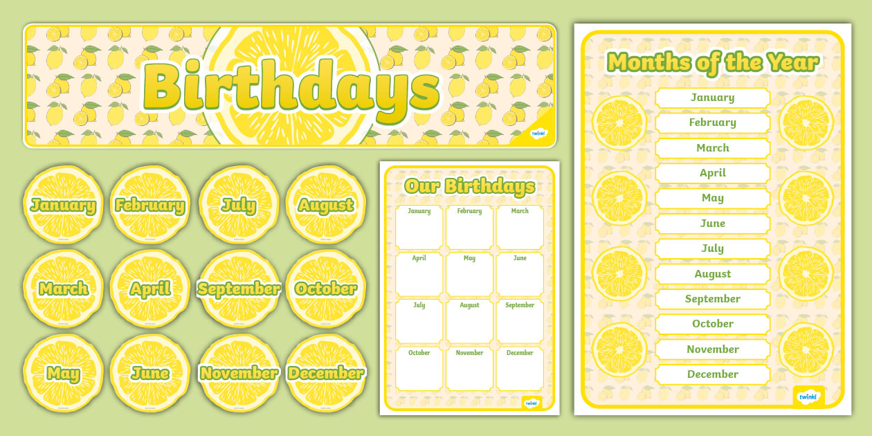 Lemon-Themed Birthday Display Pack (teacher made) - Twinkl
