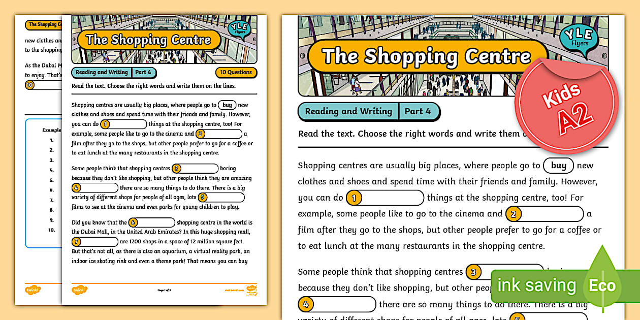 ESL YLE Flyers Reading and Writing Part 4 [Kids, A2]