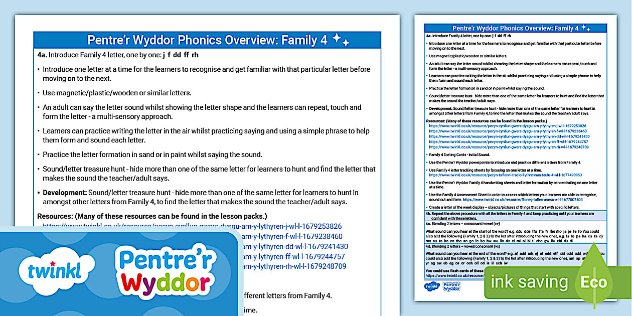 Pentre'r Wyddor Phonics Overview: Family 4
