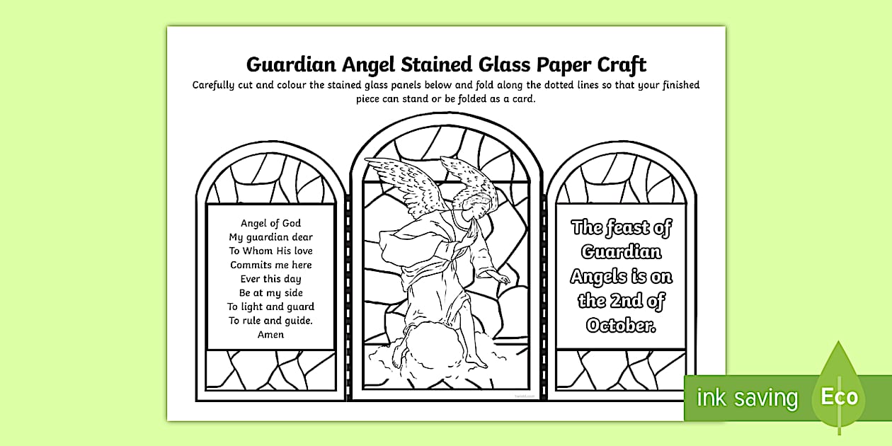 Guardian Angel Stained Glass Paper Craft - Twinkl