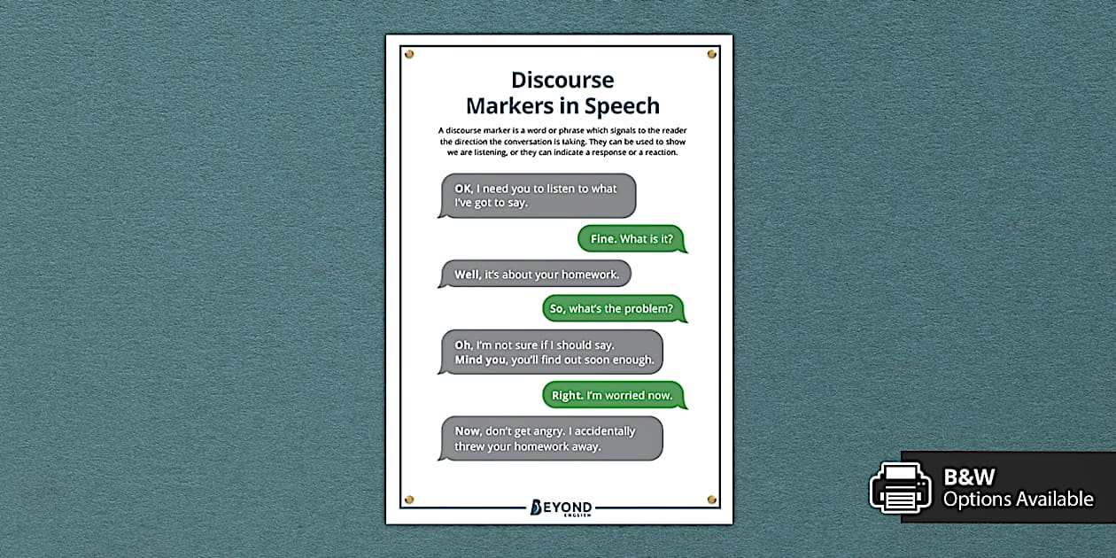 Oracy: Discourse Markers in Speech Display Poster - Twinkl