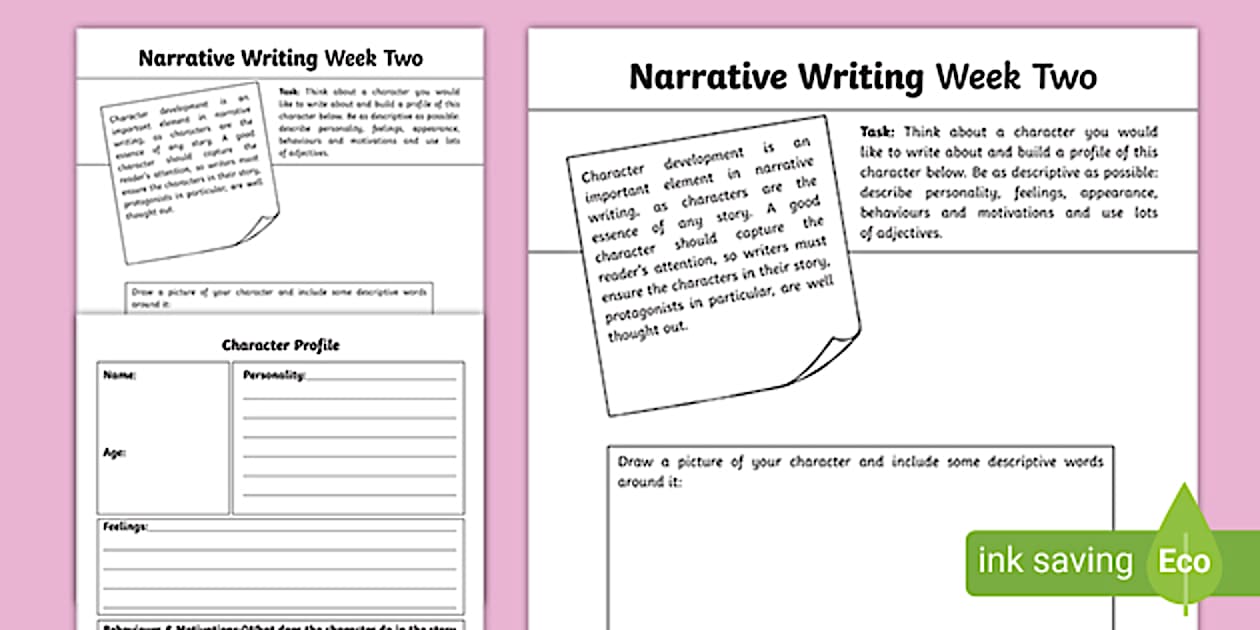 Narrative Writing Week Two Homework - Worksheet - Twinkl