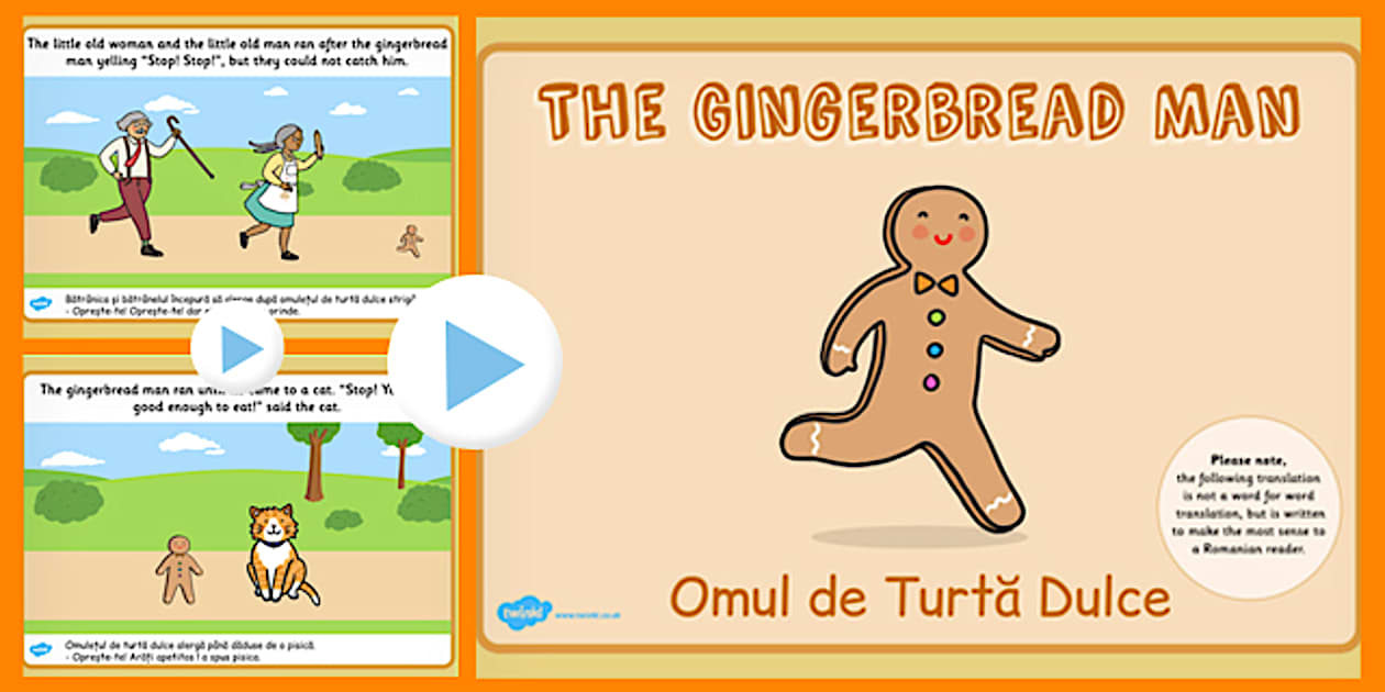 The Gingerbread Man Story PowerPoint Romanian Translation - Story