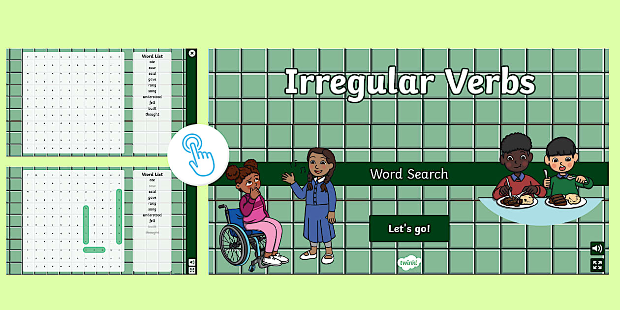 Irregular Verbs Interactive Word Search (teacher made)