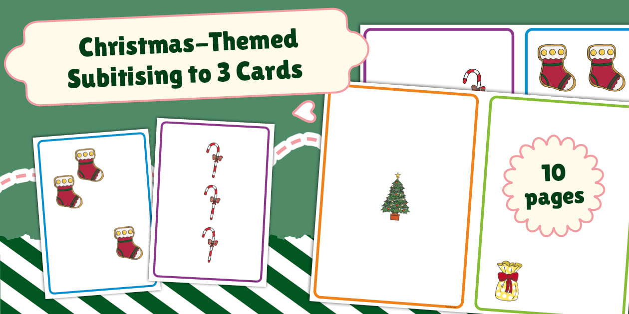 👉 Christmas-Themed Subitising to 3 Cards