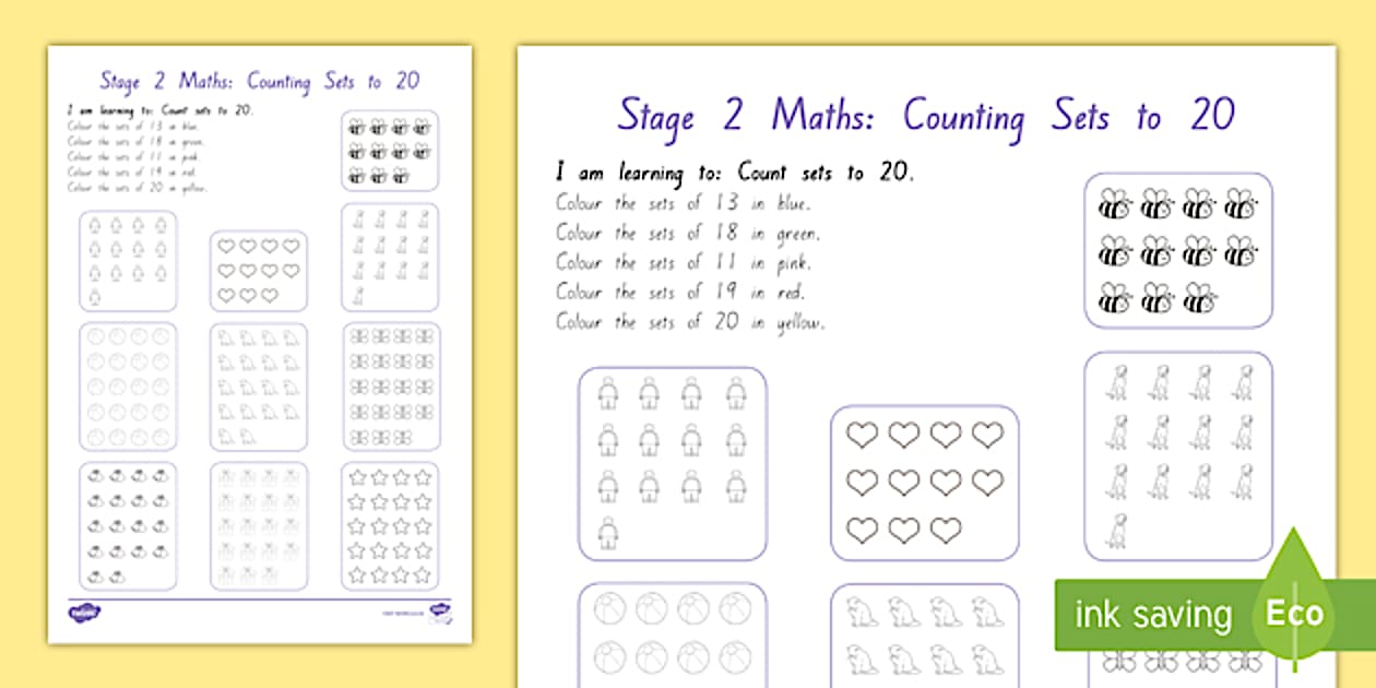 New Zealand Maths Stage 2 Counting sets to 20 Worksheet