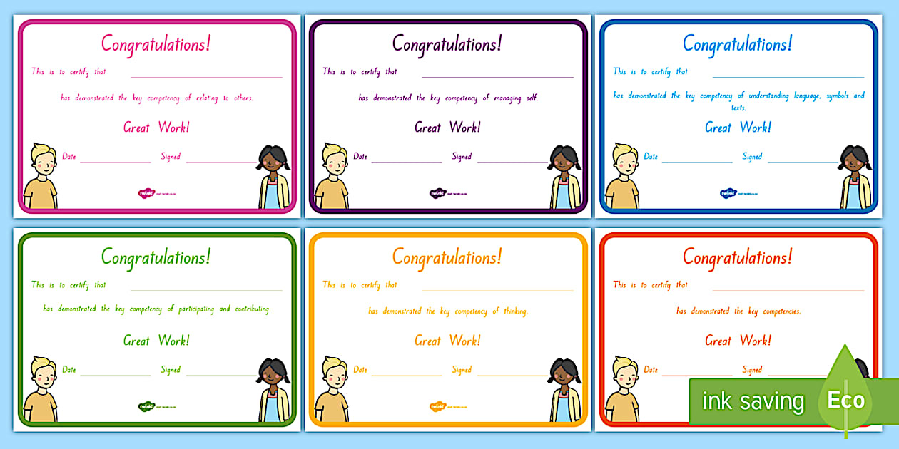 Key Competencies Certificates (teacher made) - Twinkl