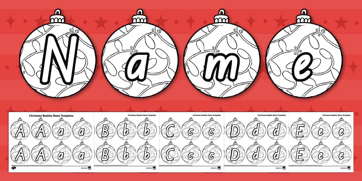 Christmas Baubles Name Templates (teacher made) - Twinkl
