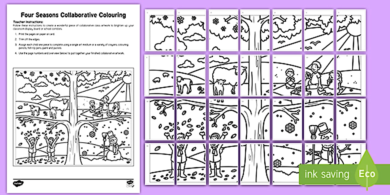 Four Seasons Tree Collaborative Colouring - Parents