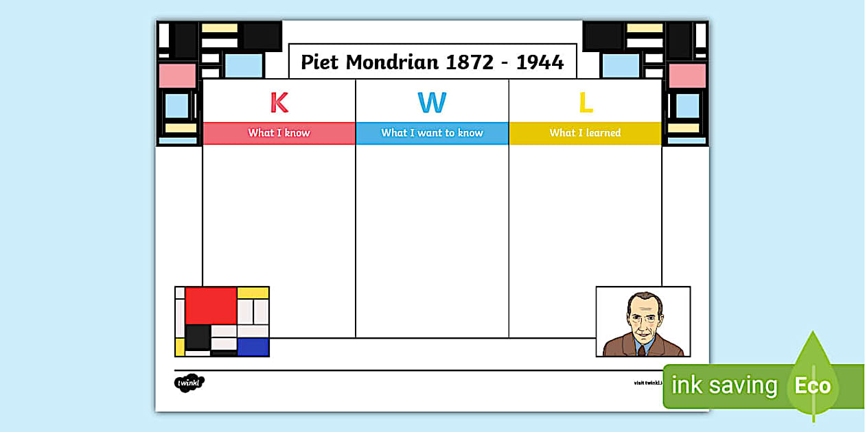 Piet Mondrian KWL Grid (teacher made) - Twinkl