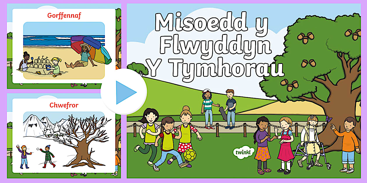 Pŵerbwynt Misoedd y Flwyddyn Y Tymhorau (Teacher-Made)
