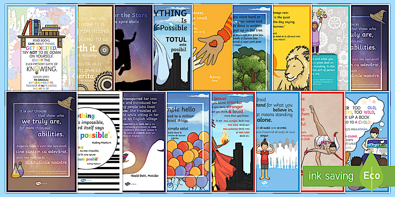 Motivational Display Posters English/Romanian - Motivational Posters Pack