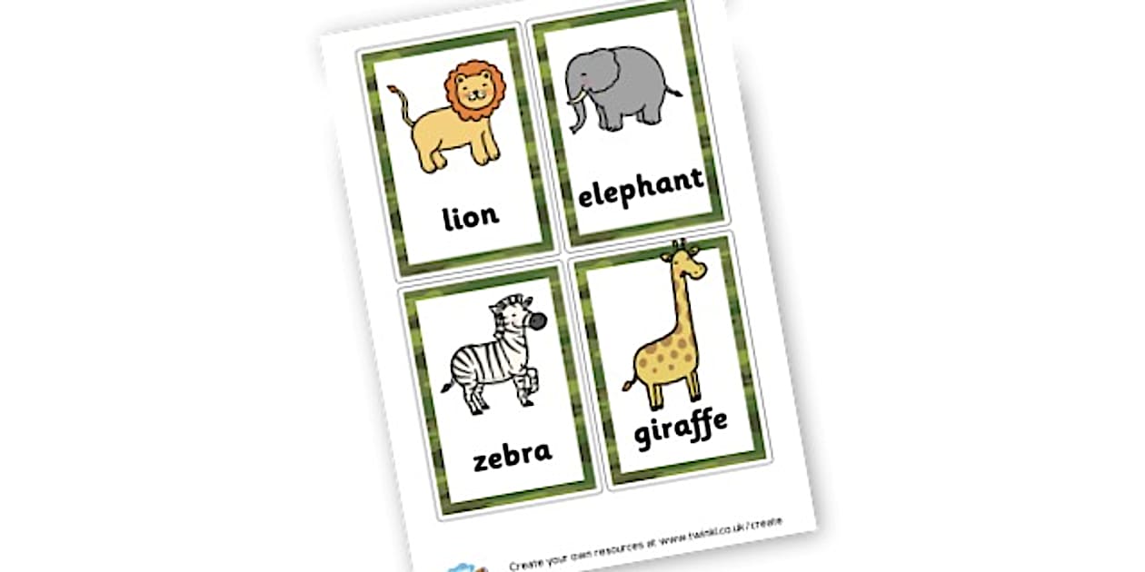 Safari Animals Vocabulary Cards - ESL Vocabulary Resources