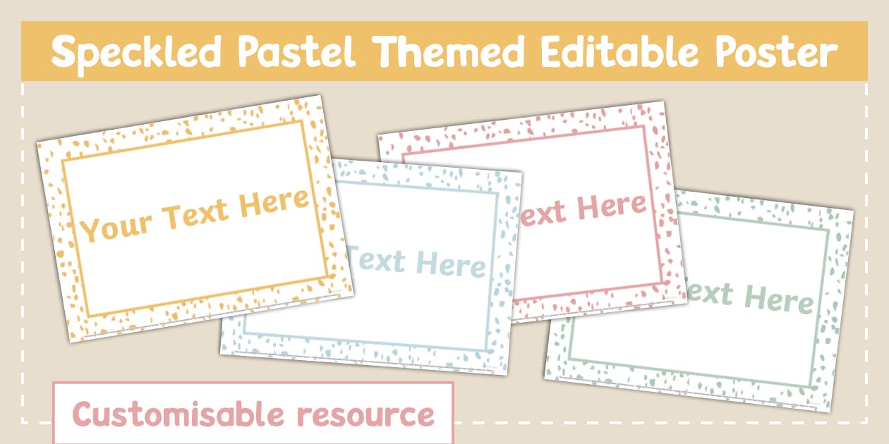 Speckled Pastel Themed Editable Poster