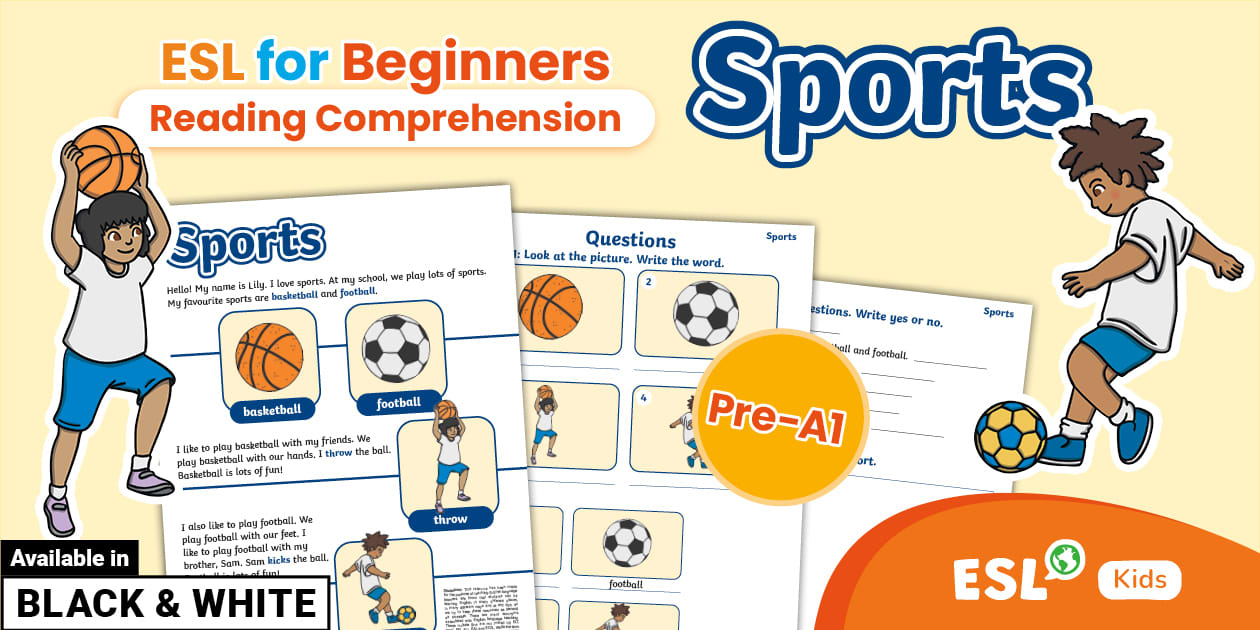 ESL for Beginners - Reading Comprehension: Sports {Kids}