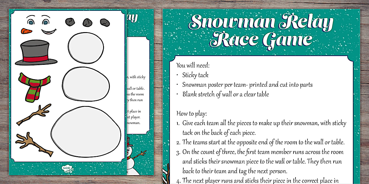 Christmas Snowman Relay Race Game | Twinkl Party - Twinkl