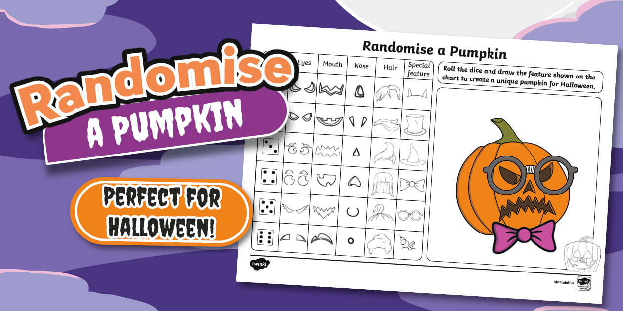 Randomise a Pumpkin Drawing Template (teacher made) - Twinkl