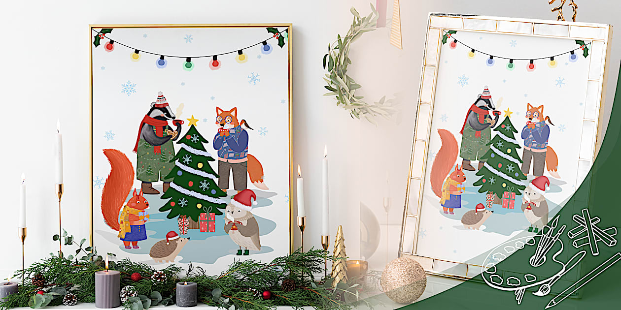 Cosy Christmas Animals Poster
