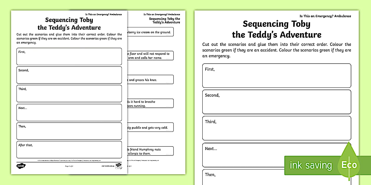 The Story of Toby the Teddy Sequencing Worksheet to Support Teaching on Is