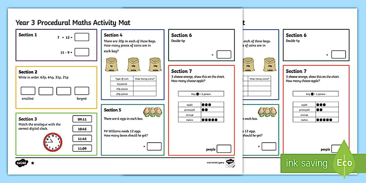 Editable Year 3 Procedural Differentiated Maths Mats