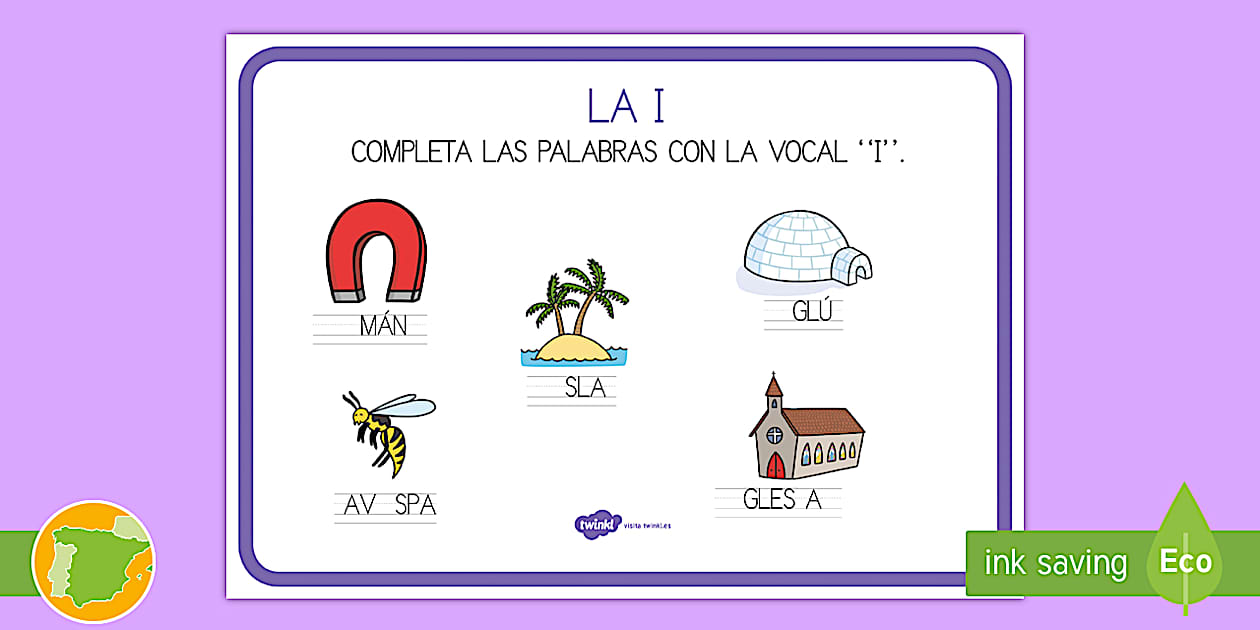 Ficha de lecto: Las vocales - La I (Hecho por educadores)
