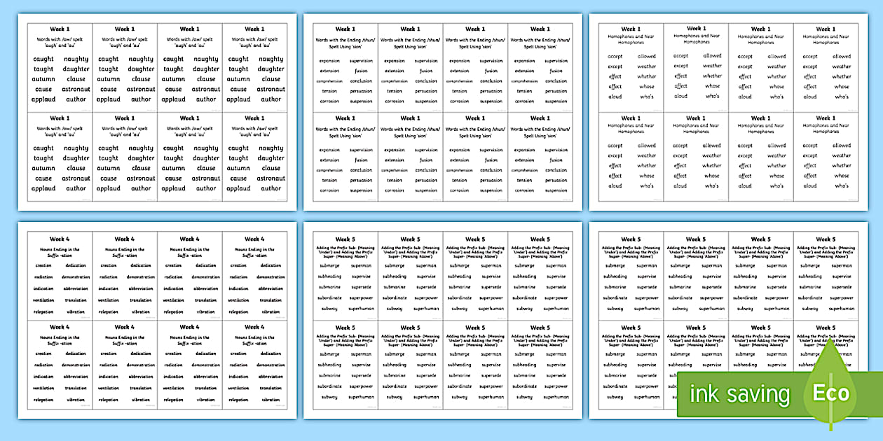Year 4 Term 1 to 3 Weekly Spellings Activity Pack - Twinkl