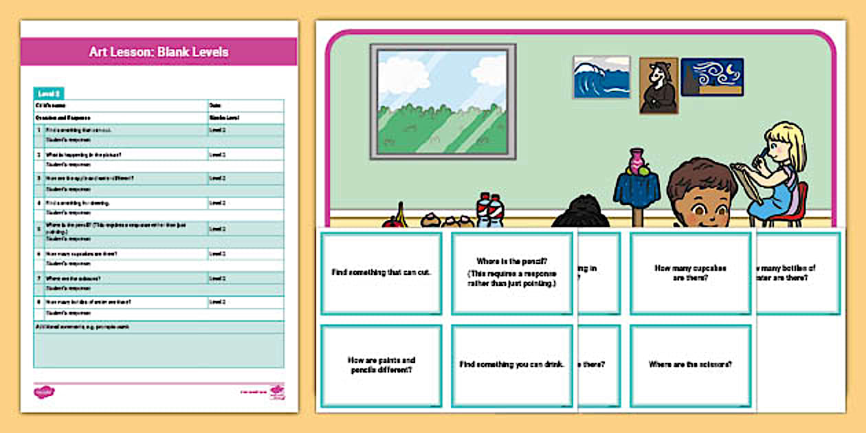 Art Lesson Scene Blanks Level 2 Questions (teacher made)