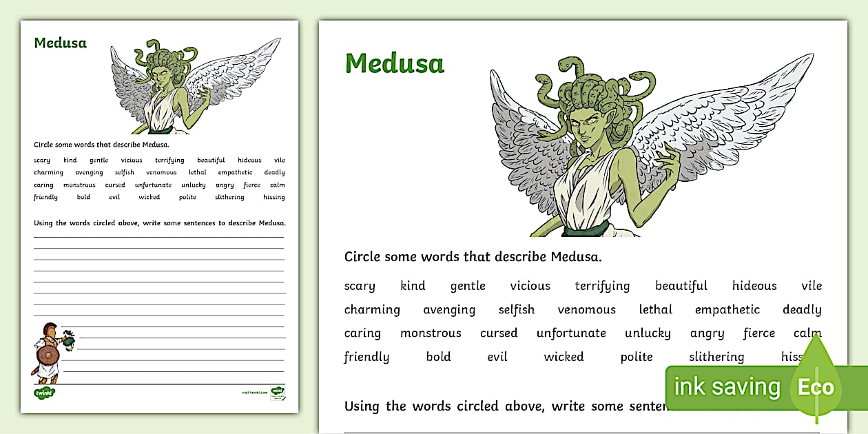 Medusa Character Description Writing Frame,Medusa - Twinkl
