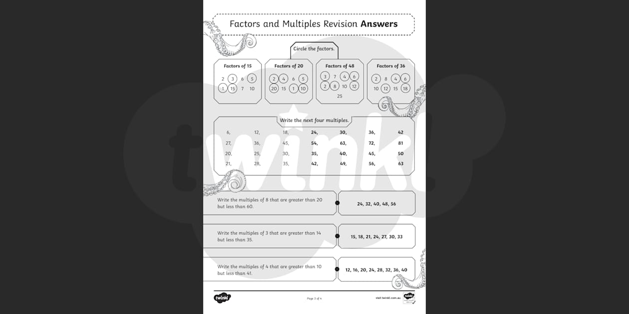 common multiples worksheet year 5