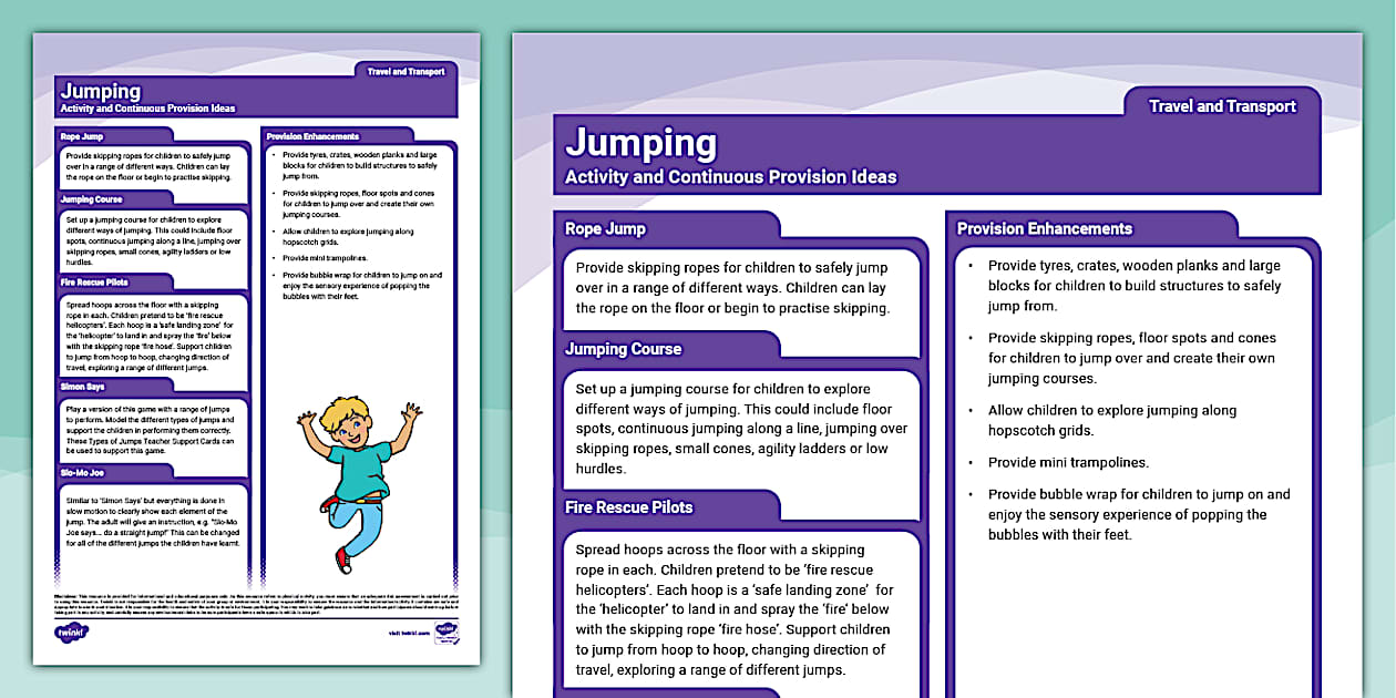 Physical Development: Jumping Activity and Provision Ideas