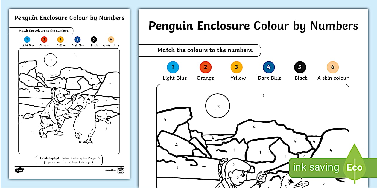 Penguin Enclosure Colour by Number Activity (teacher made)